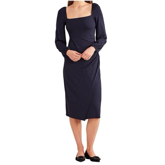 Boden | Dresses | New Boden Navy Blue Square Neck Jersey Midi Dress 2 ...